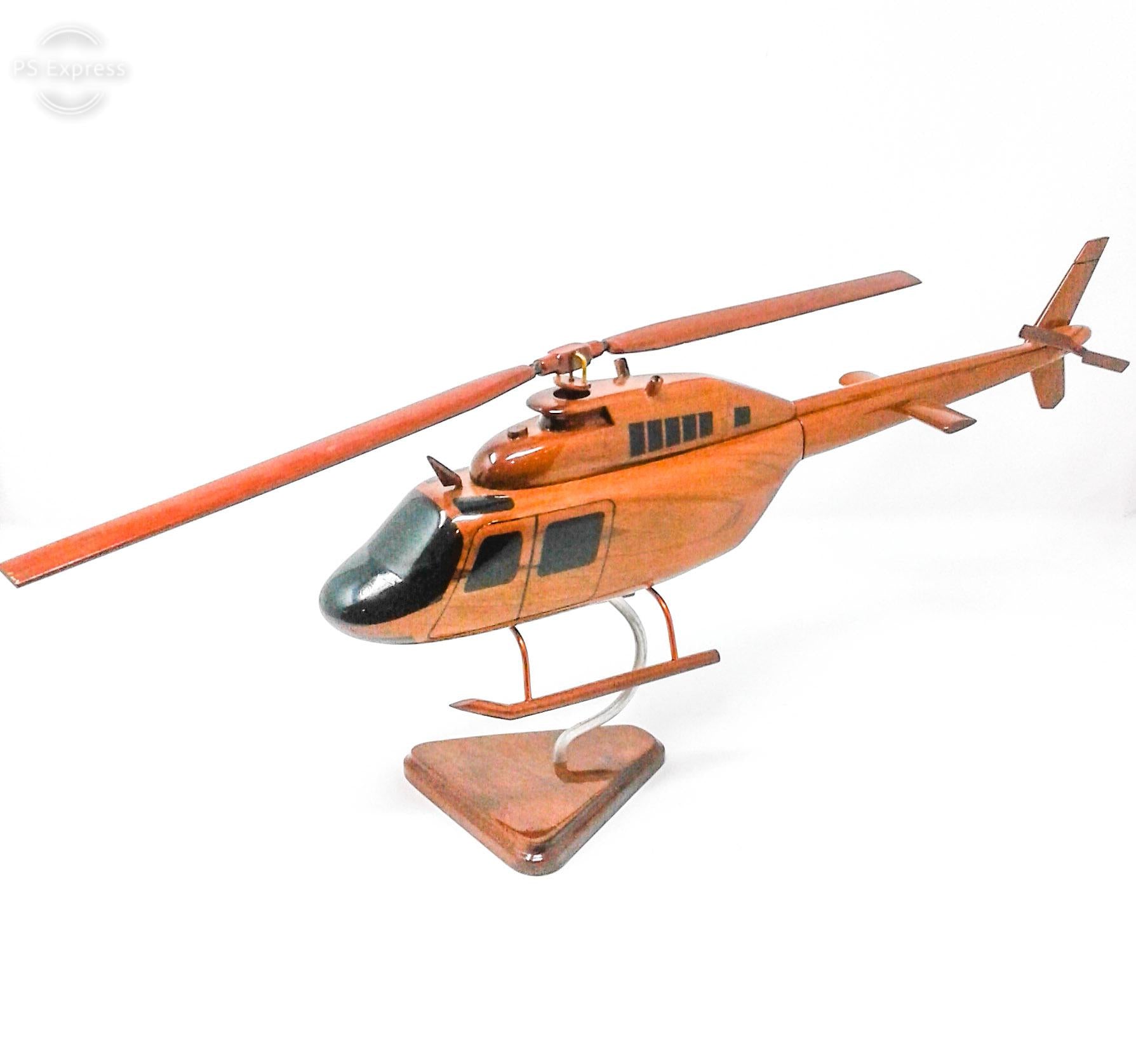 Bell-206 Helicopter Wood Model – Wood Art USA